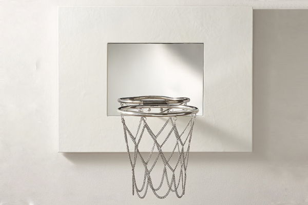 Score The CB2 White Leather Mini Basketball Hoop | Man of Many