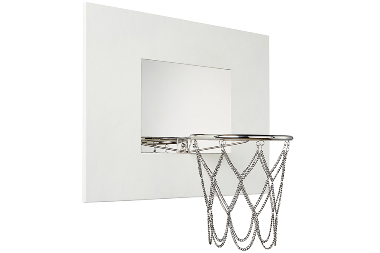 Score The CB2 White Leather Mini Basketball Hoop | Man of Many